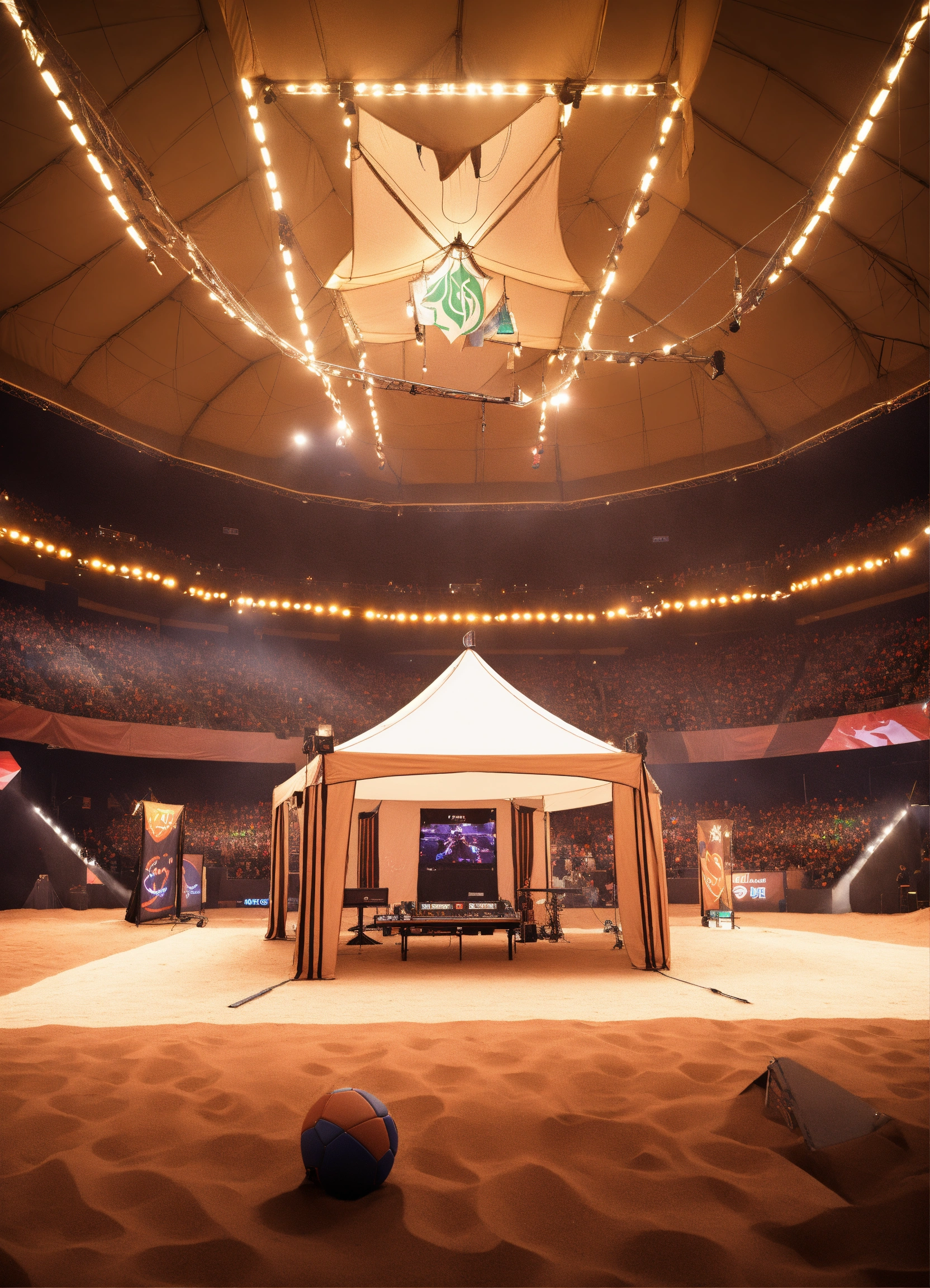 Lexica - Generate an image of a small esports venue's indoor desert ...