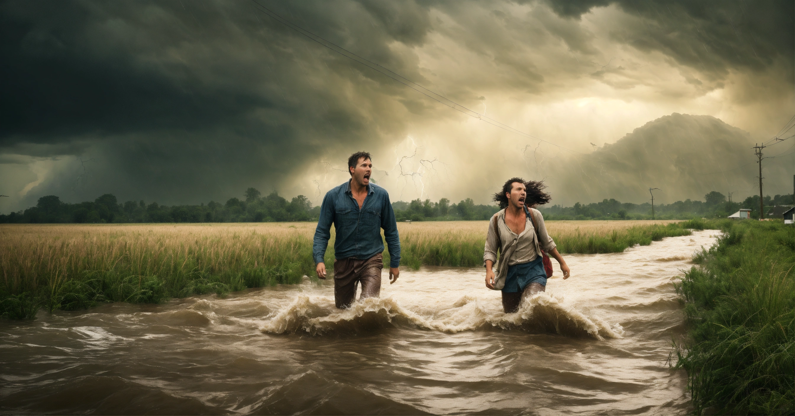 Lexica - Produce me an image of frightened persons fleeing a ...