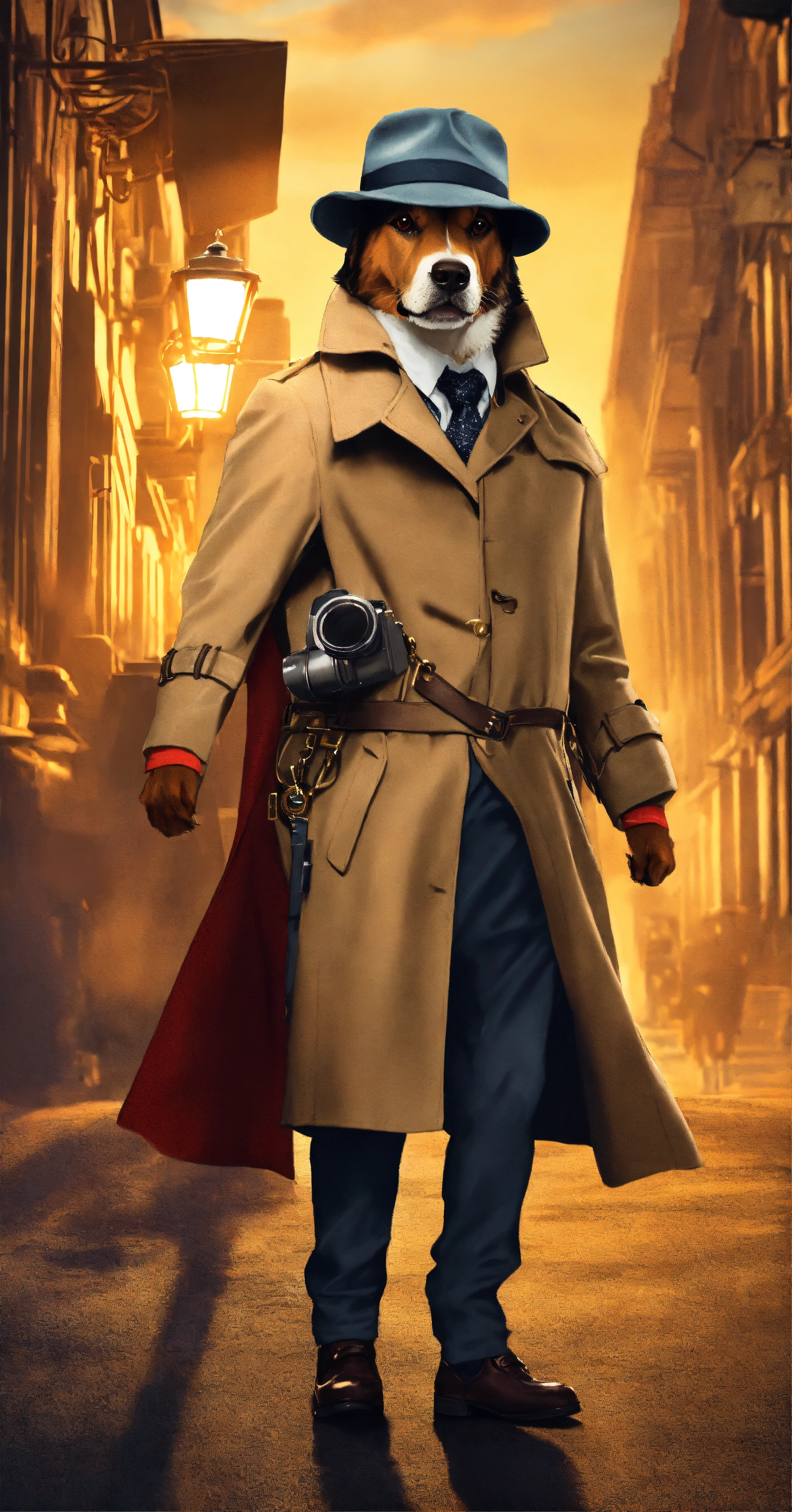 Lexica - Create an image of a dog as a fearless superhero detective ...