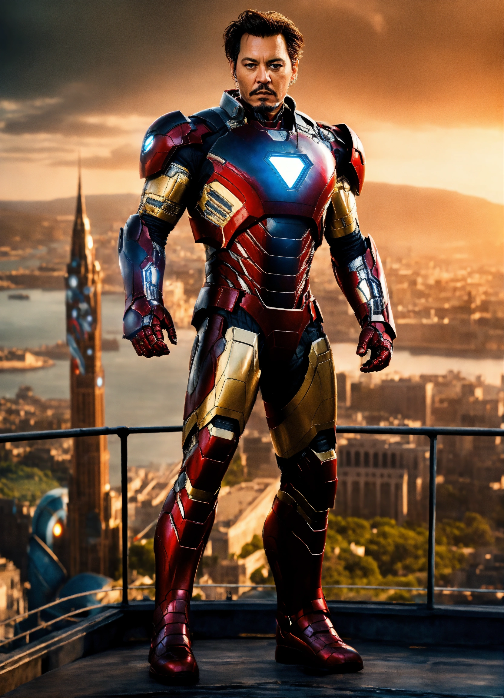 Lexica - Johnny Depp is Tony Stark, short hair, goatee, dressed with ...