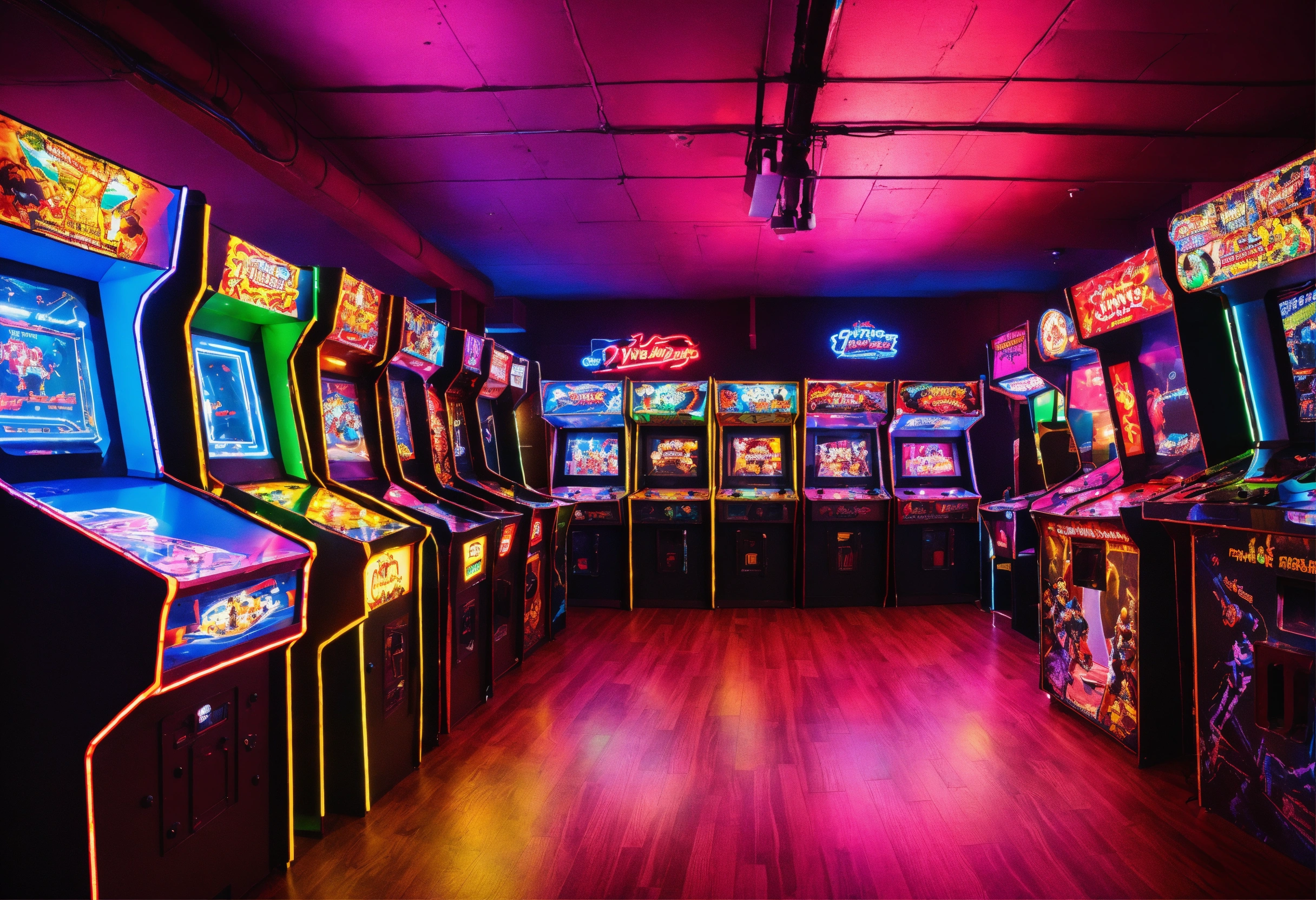 Lexica - Sci Fi tech arcade with lots of lights, many retro stand up ...