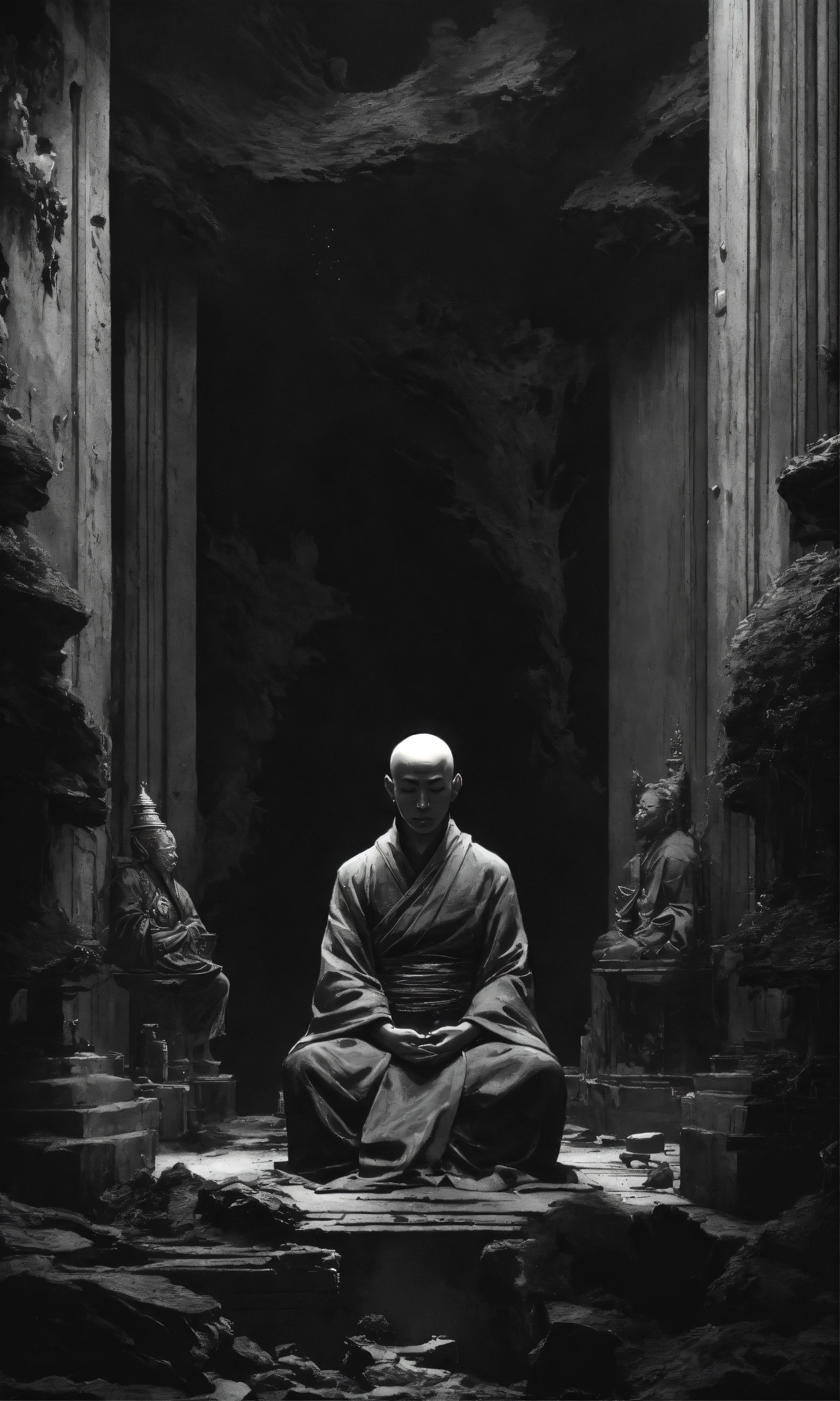 Lexica - A monk god meditating in a empty void, fantasy, trending on ...
