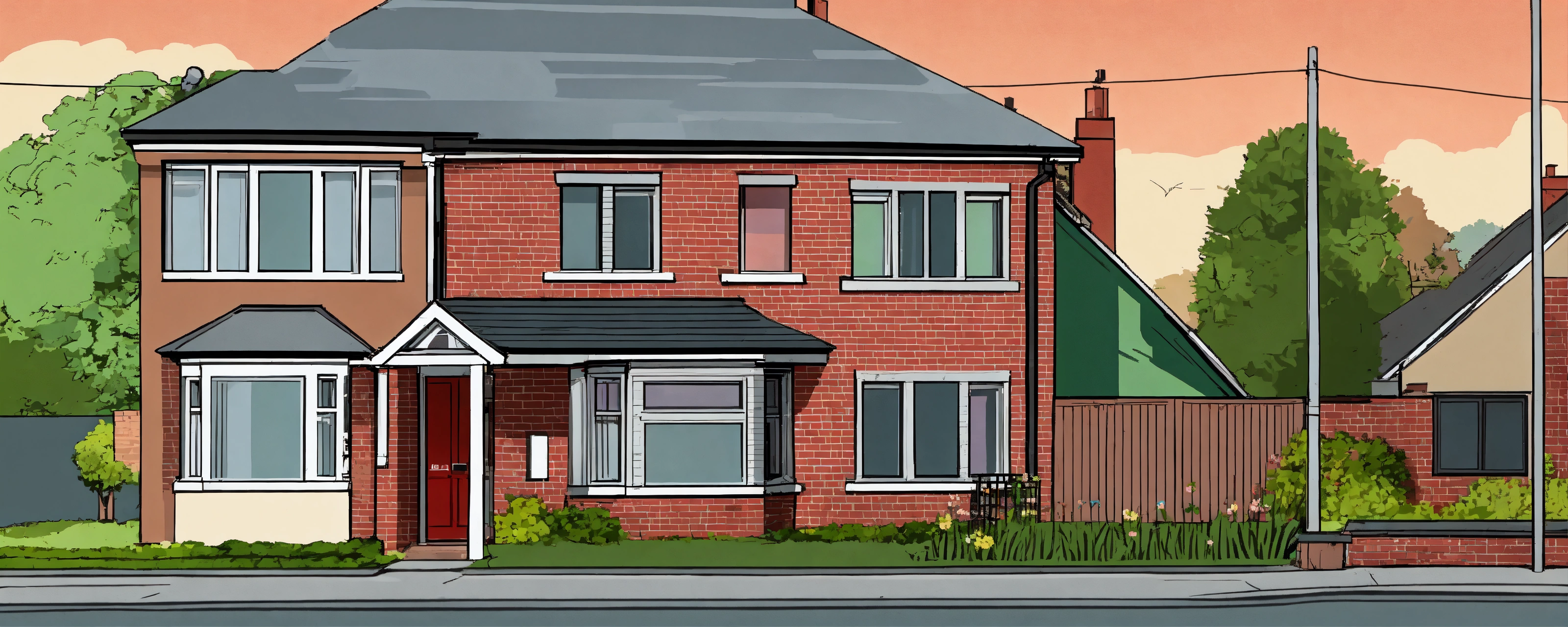 Lexica - I need an image of the facade of a typical middle-class house ...