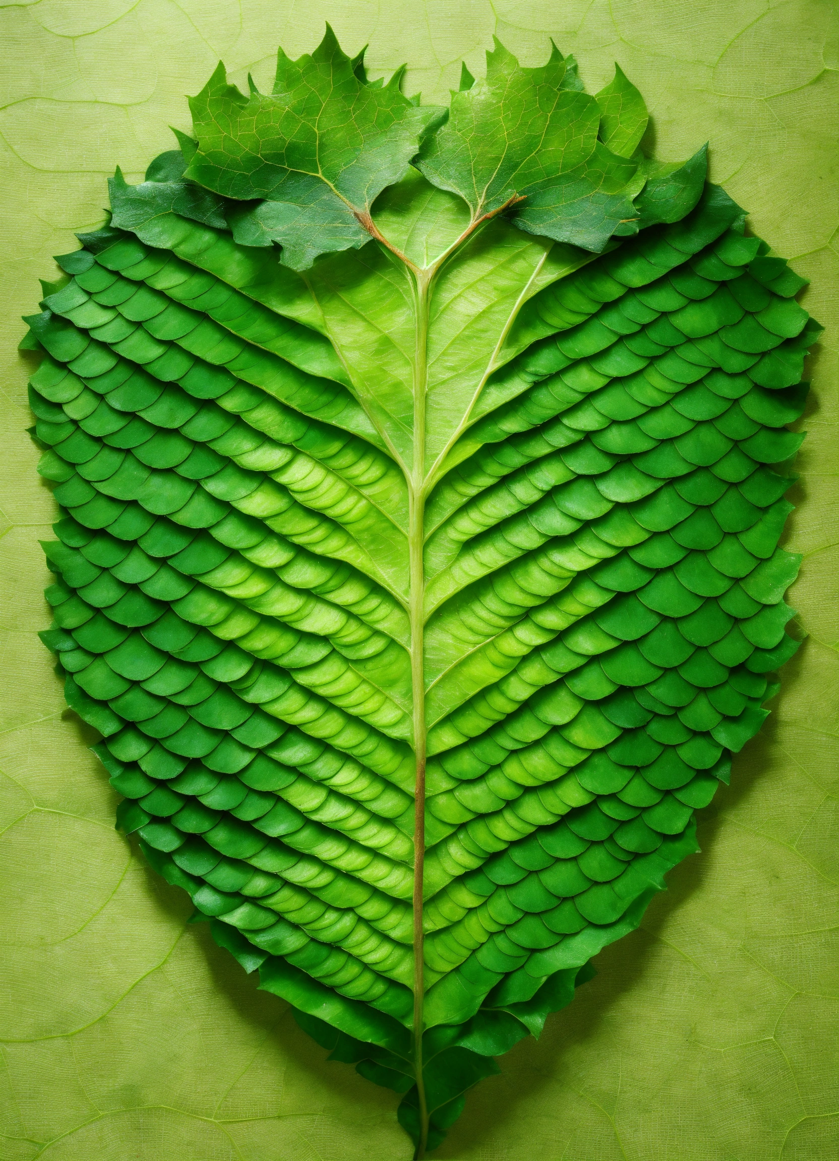 Lexica - Green dragon scales made of leaves, highly detailed