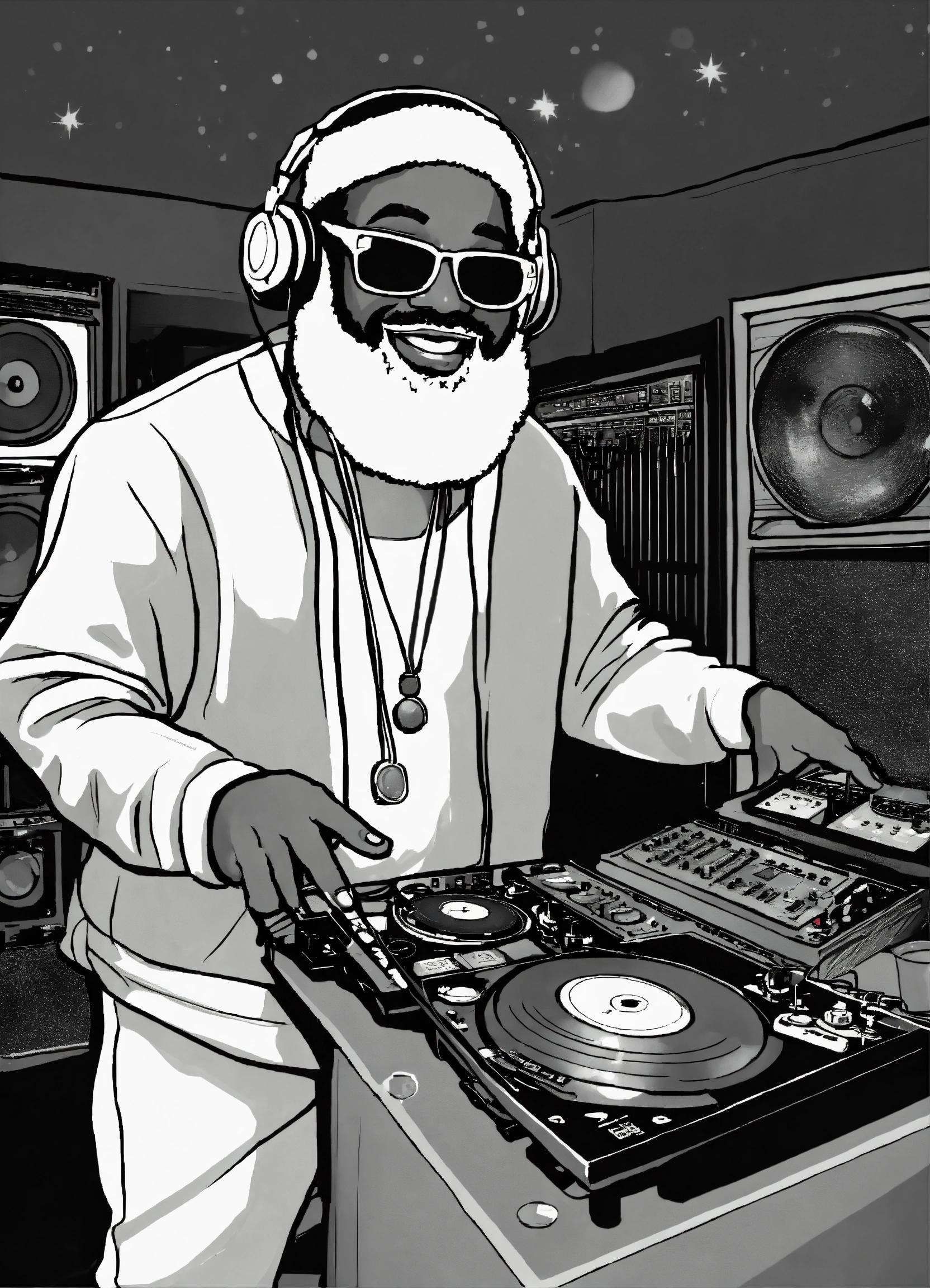 Lexica - Black Santa djing cartoon