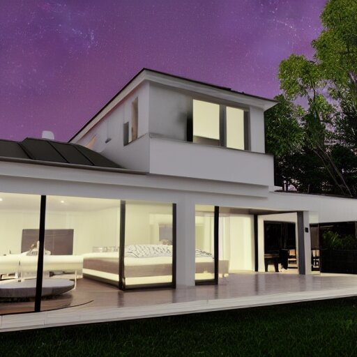 Lexica - Crystal ball with mini modern house with led strip lights ...