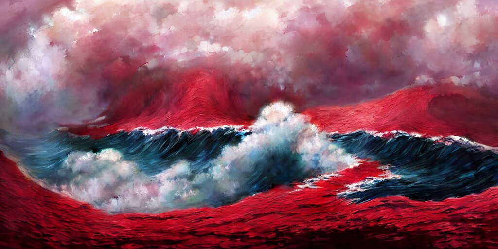 Lexica - A churning, boiling red sea with lots of smoky black and red ...