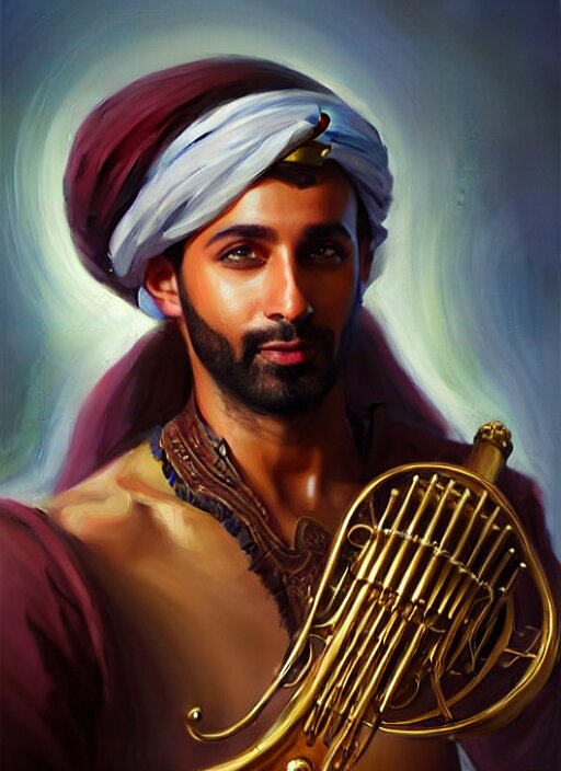 Lexica - A _ fantasy _ style _ portrait _ painting _ of arabian male ...