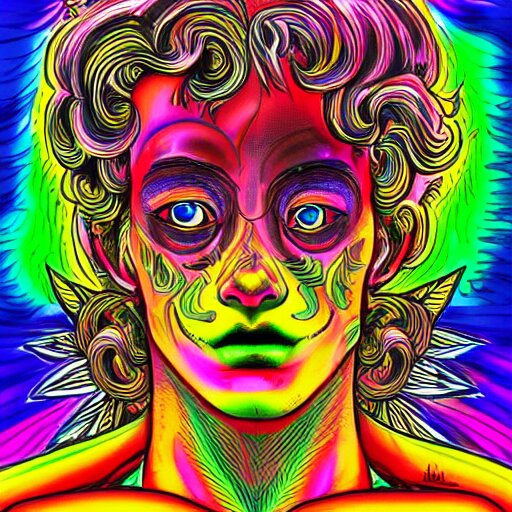 Lexica - A psychedelic godlike humanoid, hyper detailed, in the style ...