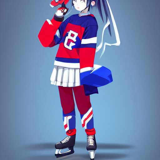 Lexica - Cute anime girl ice hockey player, habs jersey, blue white and ...