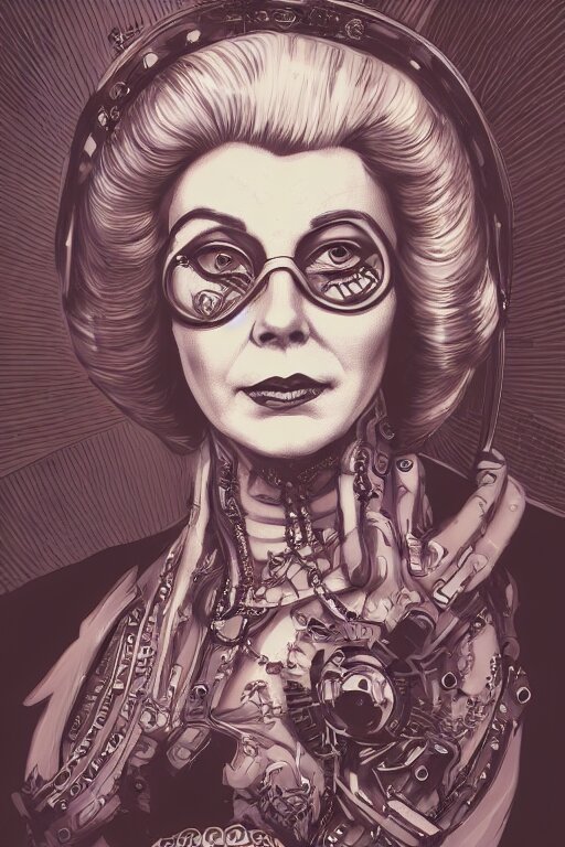 Lexica - Heroine, beautifulvintage ink style, cyberpunk queen elizabeth ...