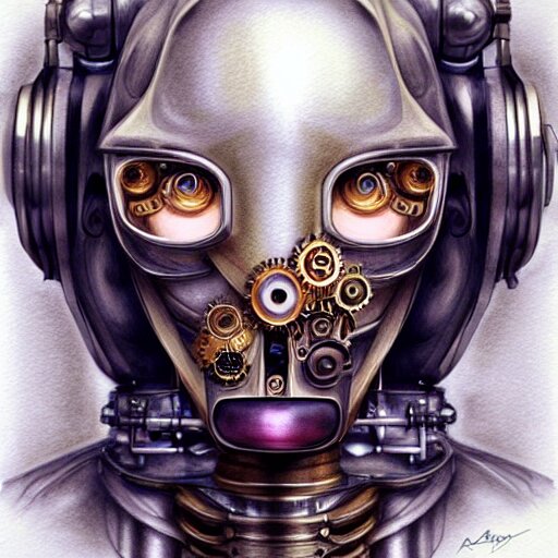 Lexica - Hyper realistic pencil drawing of a steampunk robot , water ...