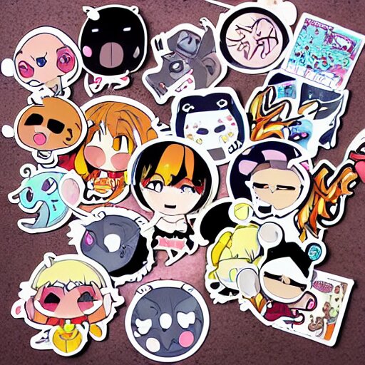 kawaii anime sticker, solo, - Arthub.ai