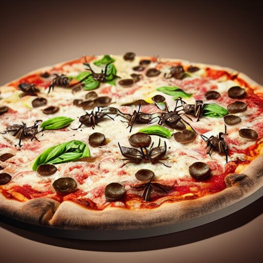 Lexica - A pizza covered in maggots and other insects. concept art ...