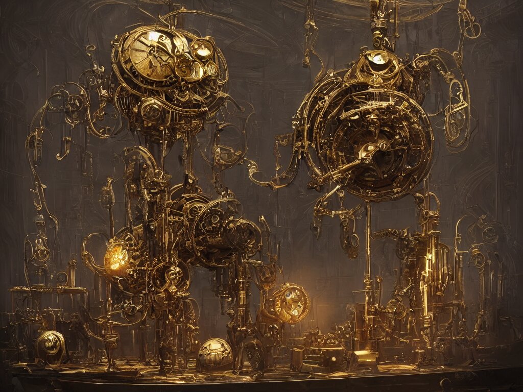 Lexica - Concept art of a giant mechanical clockwork marionette made of ...