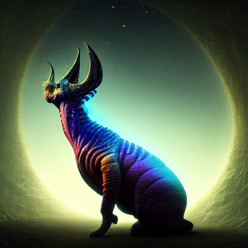 Lexica - Iridescent animal, backlit, warm tones, bioluminescent : by ...