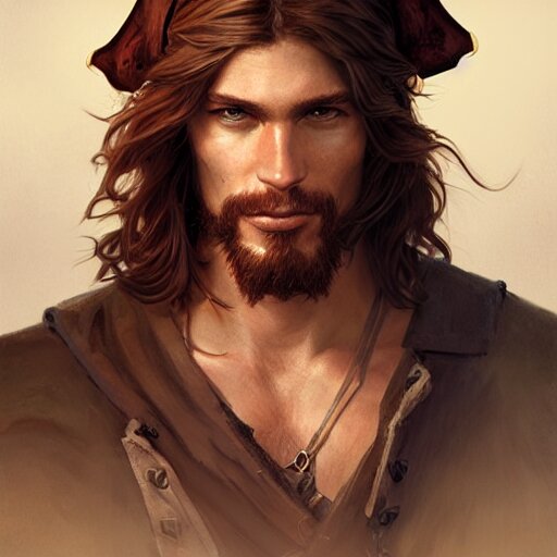 Lexica - Portrait of a young ruggedly handsome but easygoing pirate ...