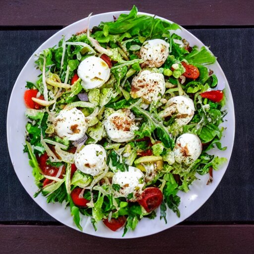 a giant salad that is the size of a building, with mozzarella an ...