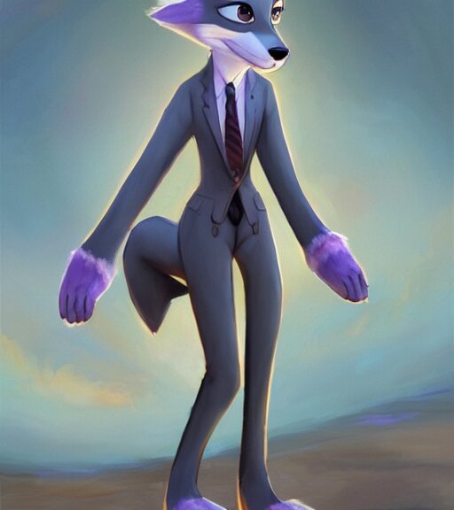 Lexica - Oil painting of full body of anthromorphic female wolf, in ...
