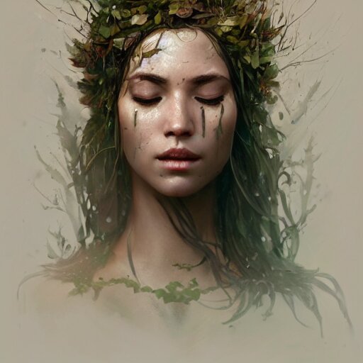 Lexica - A beautiful portrait of a plant goddess with closed eyes by ...
