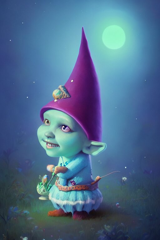 Lexica - A surreal Bioluminescent, very very very cute Queen Gnome in a ...