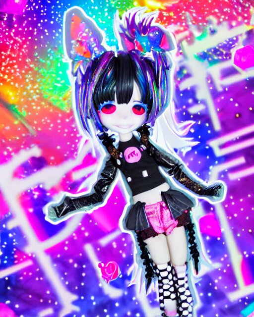 Lexica - Emo jester moe anime girl figurine, in neo tokyo hong kong ...