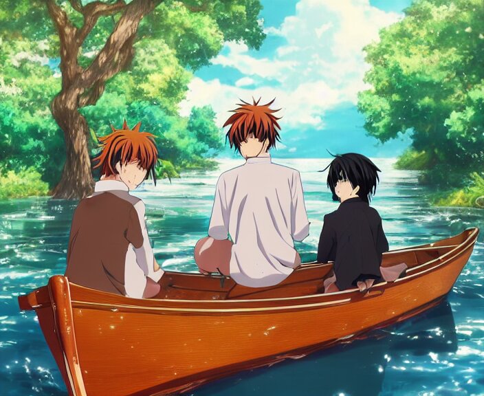 Lexica - Anime key visual of a boy with black hair anime and girl, with ...