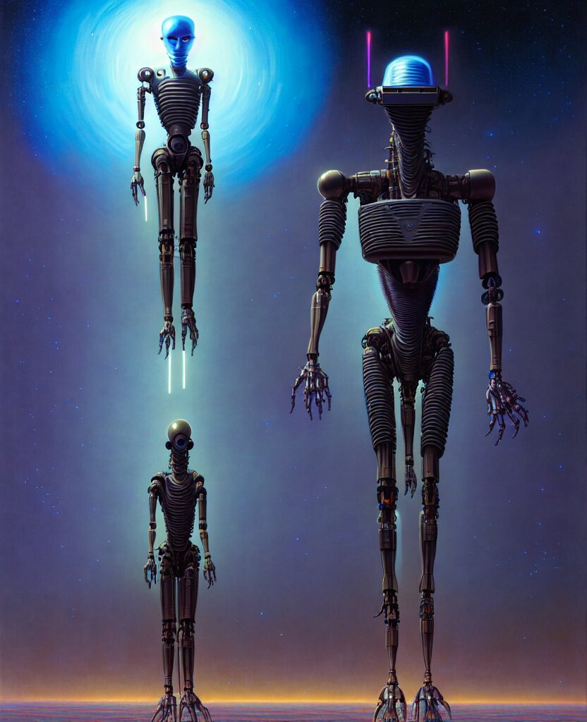 Lexica - Humanoid robot, full body, symmetry, faded colors, exotic ...