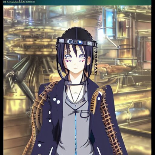 Lexica - A person inventing a quantum ai computer, steampunk anime