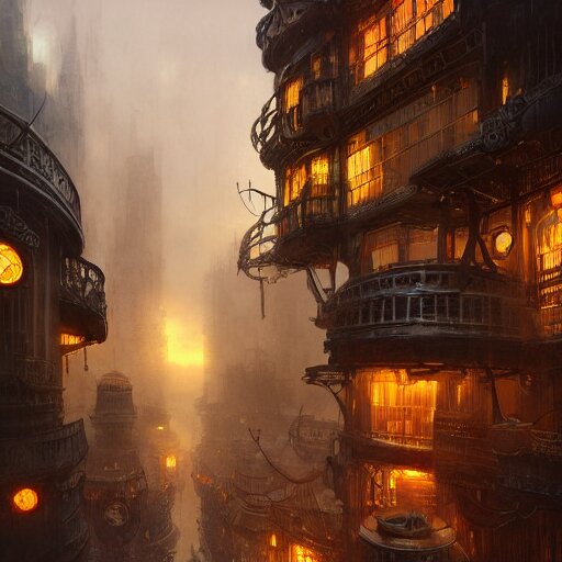 Lexica - Steampunk city, sunrise, landscape, intricate, detailed ...