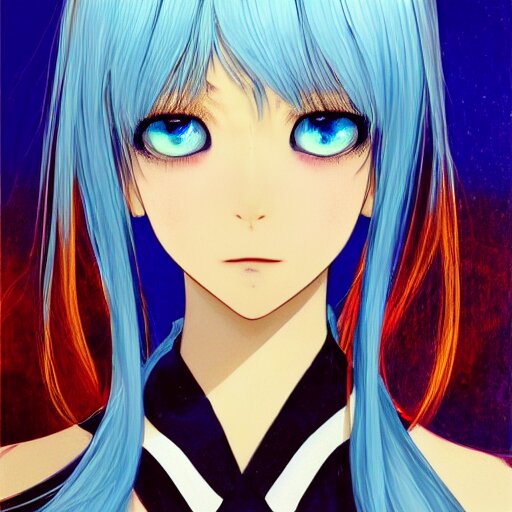 Lexica - Profile shot of rimuru tempest, sky blue straight hair, long ...