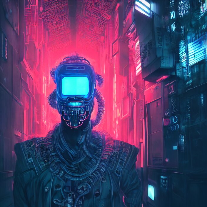 Lexica – Cyber punk, oni mask, 3 d render beeple, portrait, japanese ...