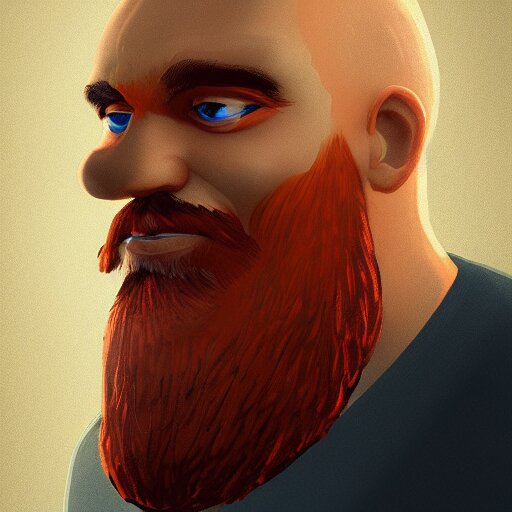Lexica - Portrait of a bald man with a big orange beard, video game concept, character, digital ...