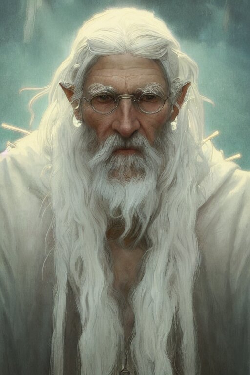 Lexica - A highly detailed portrait painting of an elderly healer elf ...
