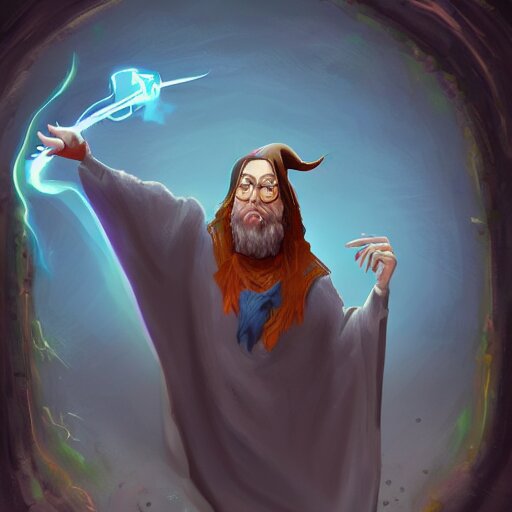 Lexica - Wizard nerd casting a spell , digital painting , digital art ...