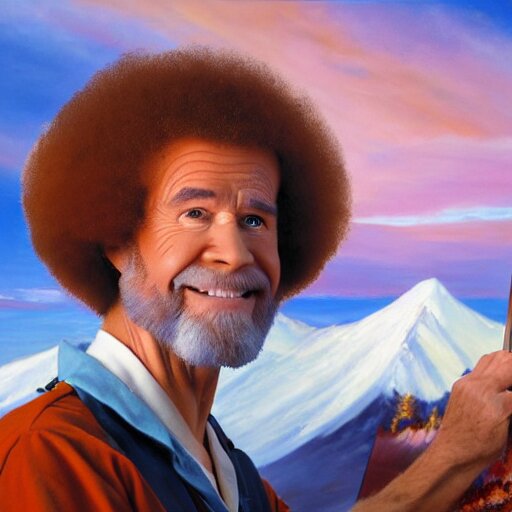 Lexica - A closeup photorealistic photograph of bob ross working on a ...