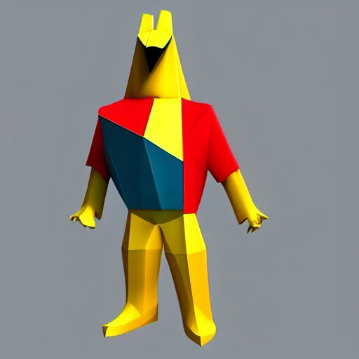 poorly rendered low poly 3d model of a popular cartoon character ...