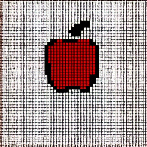 Lexica - An apple pixelated in red and black on a white background ...