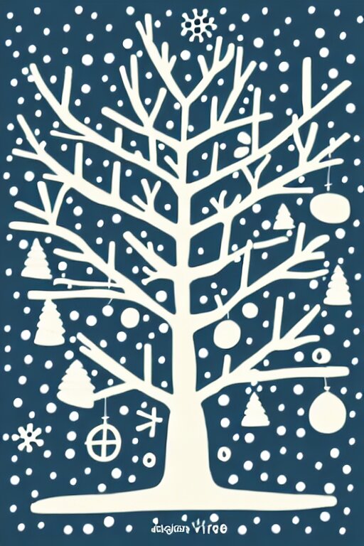 Lexica - Doodle scandi winter tree, sticker - art, svg vector, adobe ...