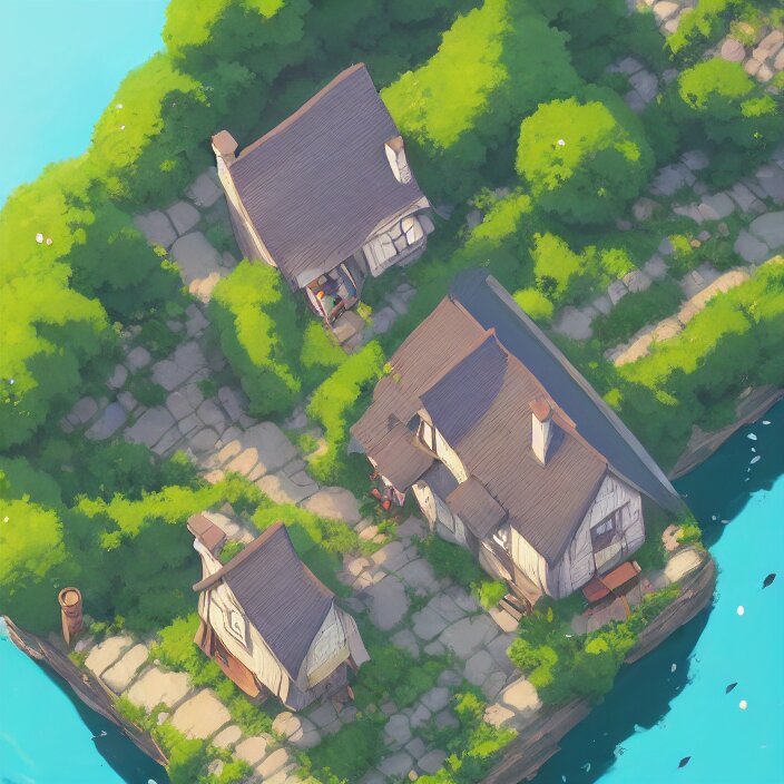 Lexica - 2 d top down view of a lovely cottage, seperated game asset ...