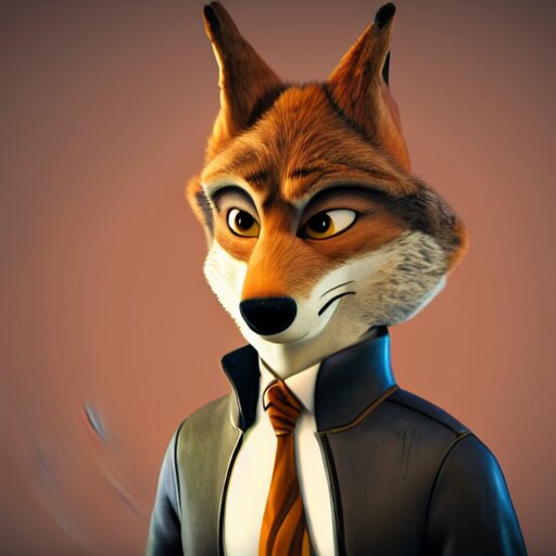 Lexica - Portrait, 3 d render, anthropomorphic coyote male, wearing ...