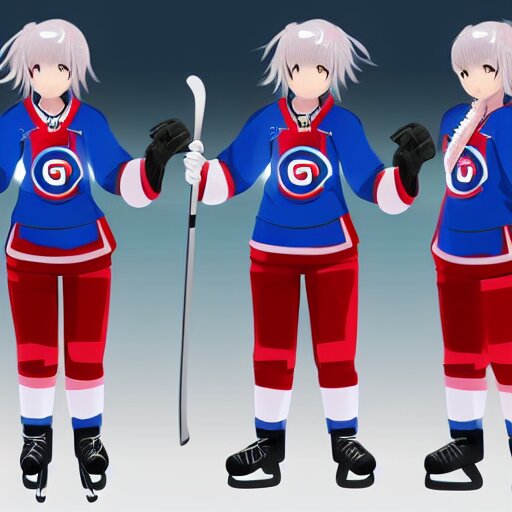 Lexica - Cute anime girl ice hockey player, habs jersey, blue white and ...