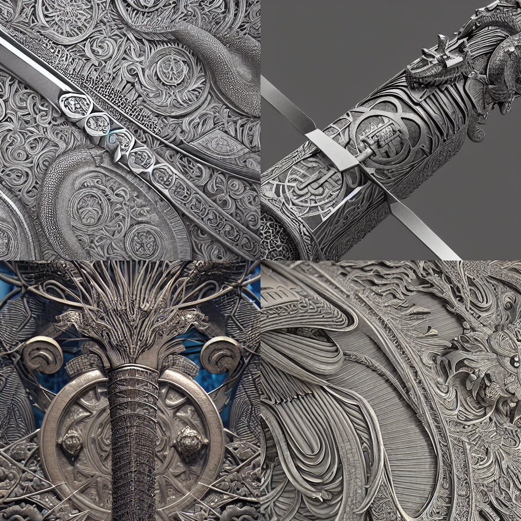 Lexica - Beeple, close up 3 d intricate engraving of a sword, ernst ...