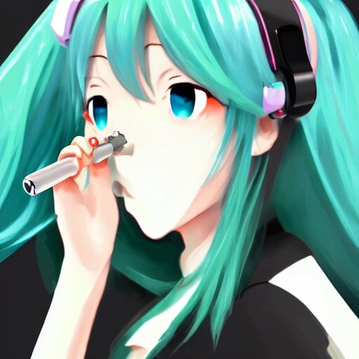 Lexica - Hatsune miku smoking a vape pen in her right hand | smoke ...