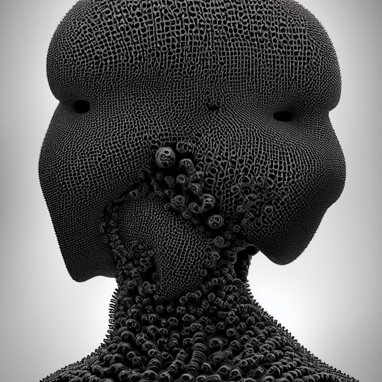 Lexica - Portrait of beautiful man wearing black ribbed trypophobia ...
