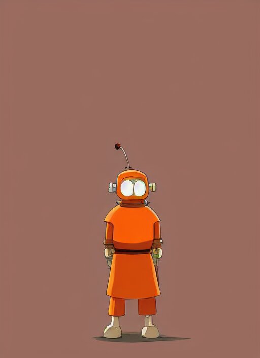 Lexica - A study of cell shaded cartoon of an orange robot monk from ...