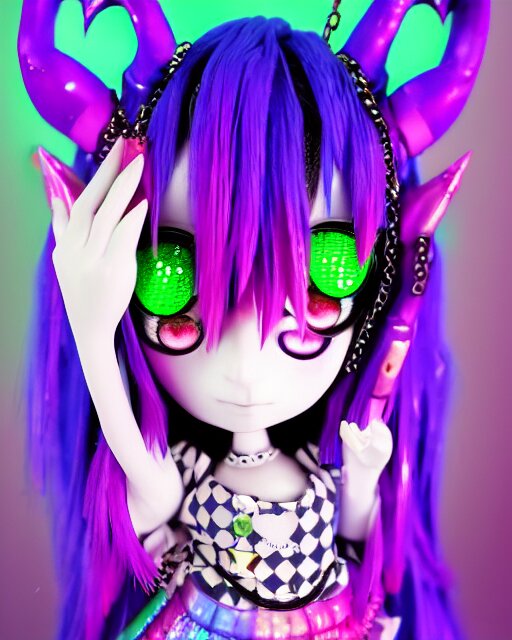 Lexica - Emo jester moe anime girl figurine, in neo tokyo hong kong ...