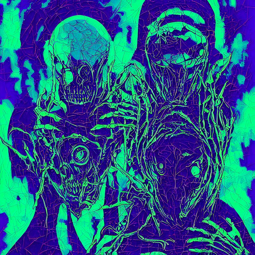 Lexica - A psychedelic glitchcore portrait of omin dran skeletal mind ...