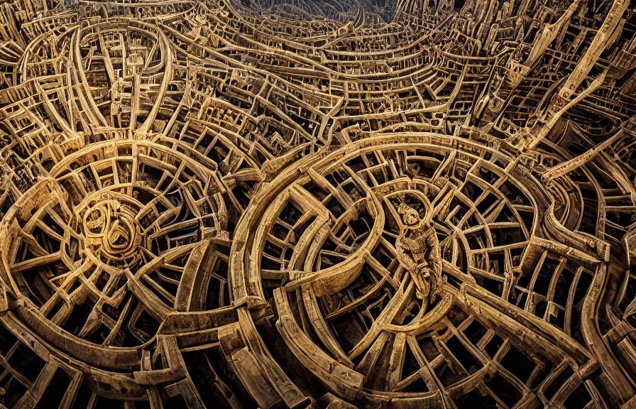 Lexica - 8 k uhd an enormous labyrinth, beautiful architecture, statues ...