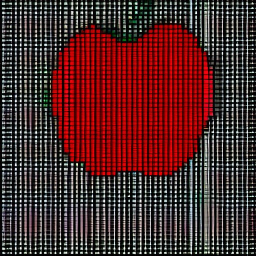 Lexica - An apple pixelated in red and black on a white background ...